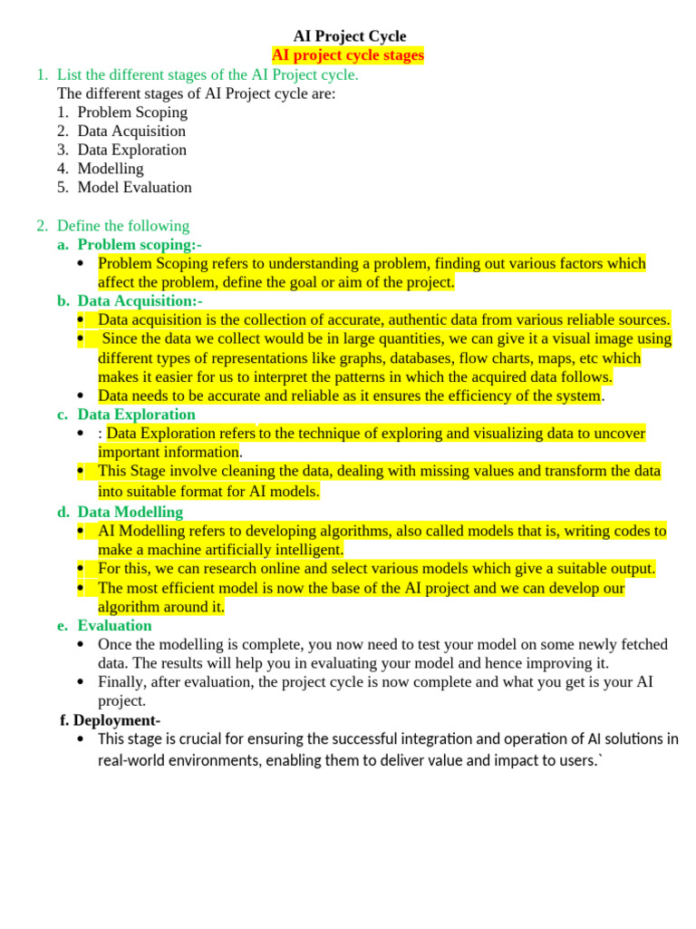 Stages of the AI Project Cycle | PDF