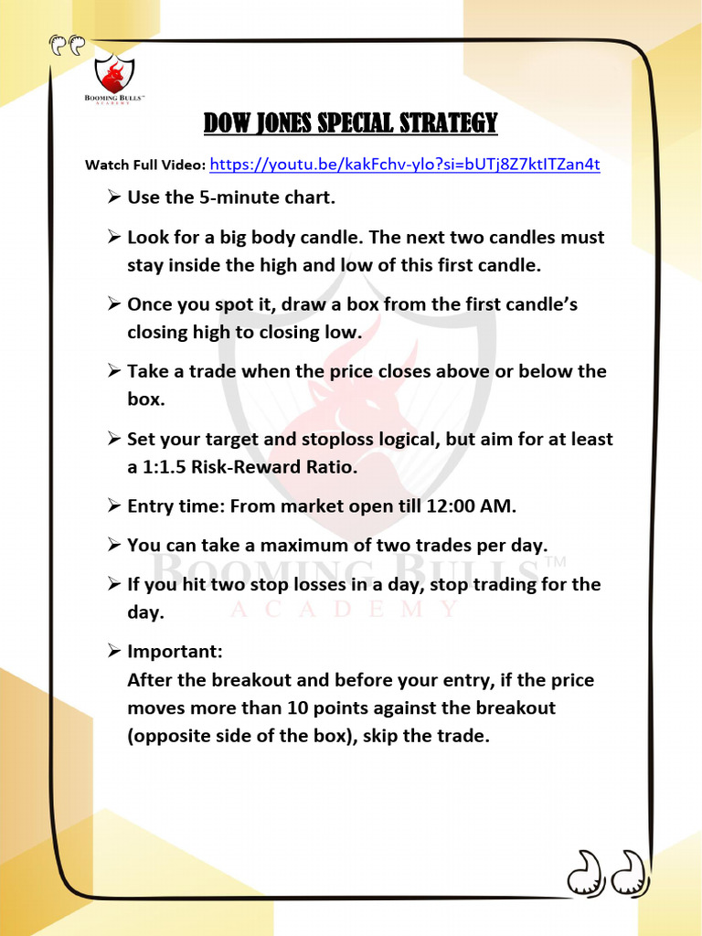 Dow Jones Trading Strategy Guide | PDF