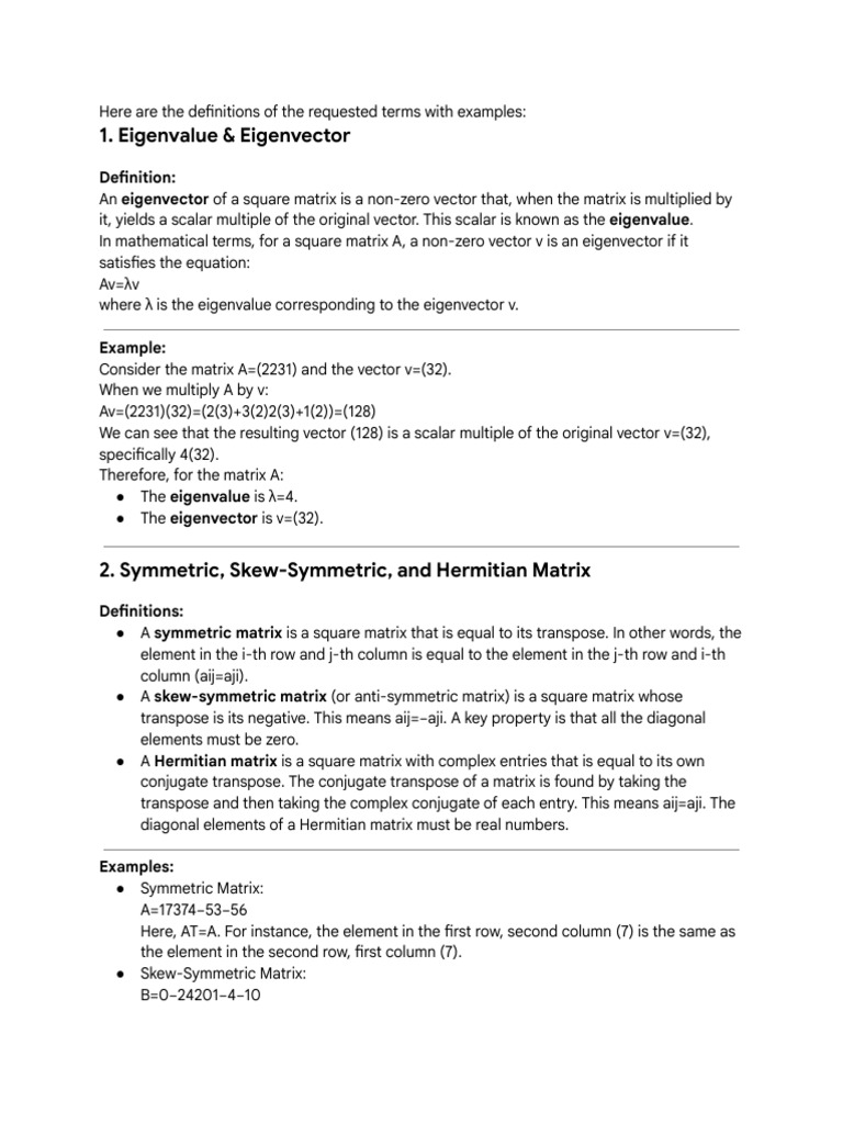 2117M Note Matrix Definition | PDF | Eigenvalues And Eigenvectors | Matrix (Mathematics)