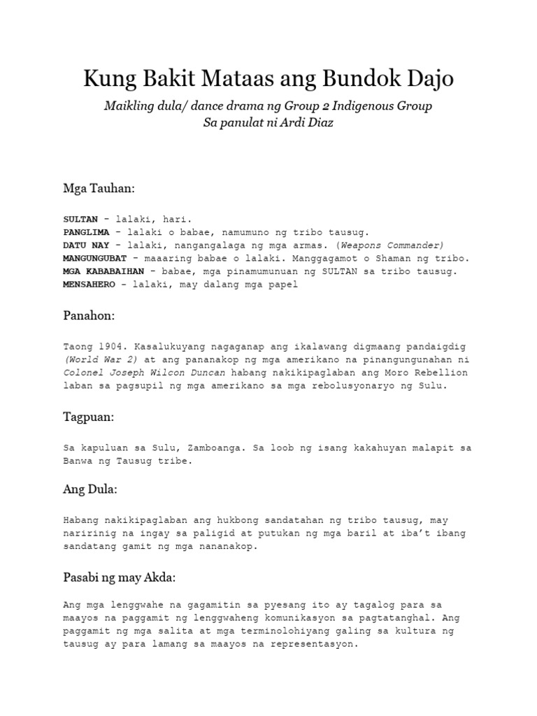 Kung Bakit Mataas Ang Bundok Dajo Ni Ardi Diaz | PDF