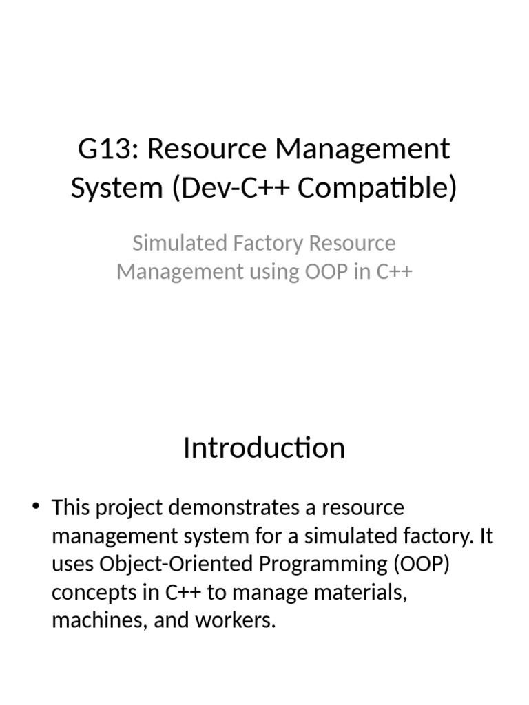 G13 Resource Management Presentation DevC | PDF