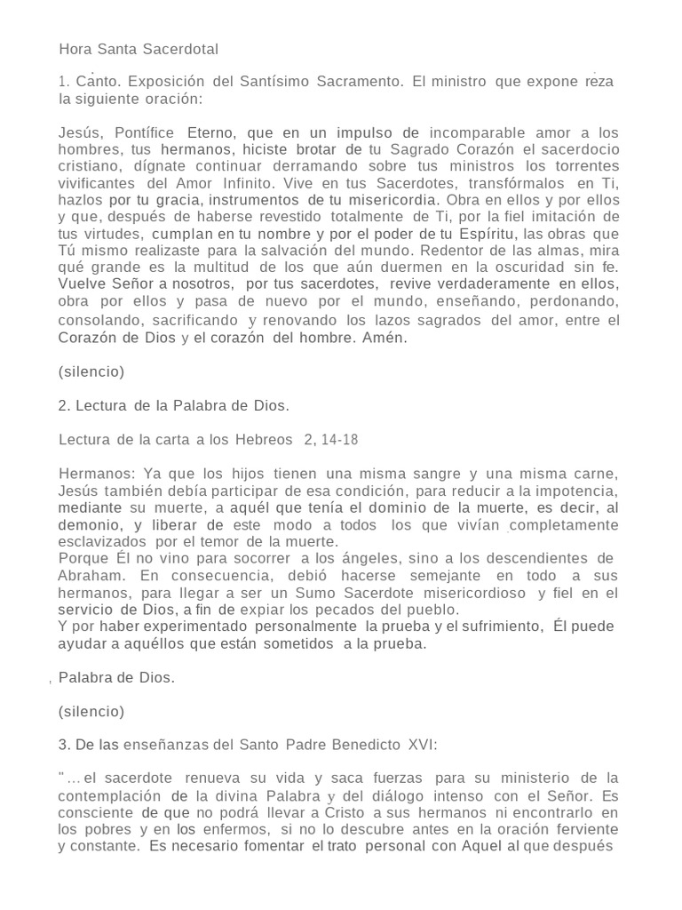 Hora Santa Jueves Santo | PDF | Sacerdote | Cristo (título)