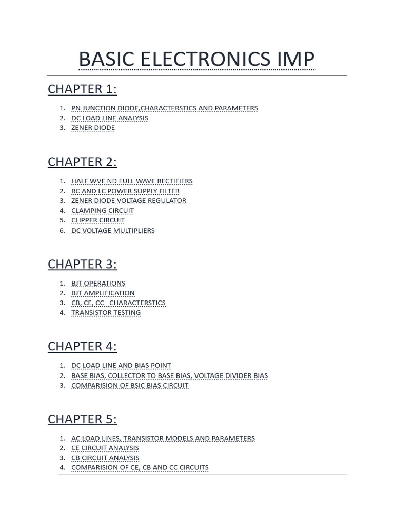 Basic Electronics Imp | PDF
