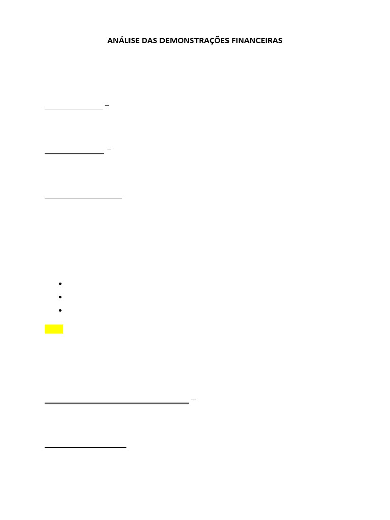 RESUMO ANÁL DEMONST FINANC em PDF | PDF | Retorno do investimento | Contabilidade