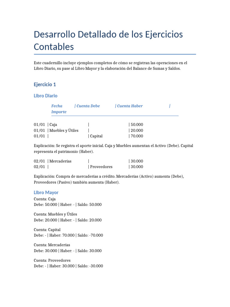 Desarrollo Ejercicios Libros Contables | PDF | Contabilidad | Industrias de servicio