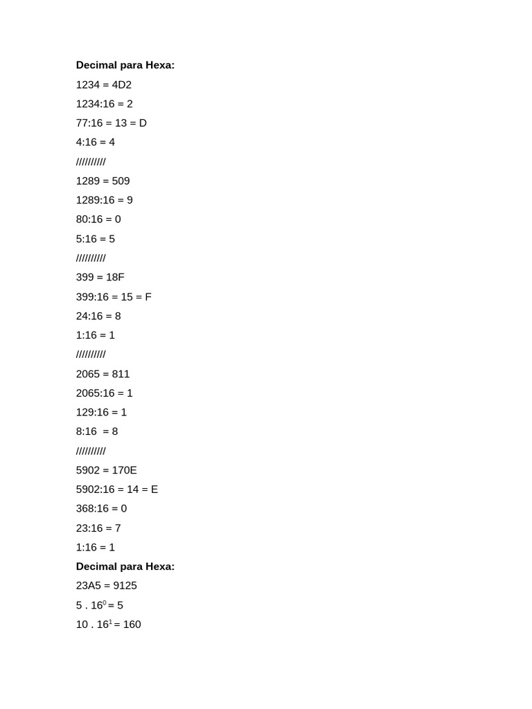 Conversão Hexa | PDF