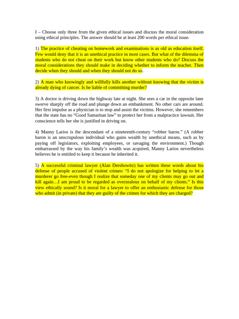 Ethics Final Exam 2025 | PDF