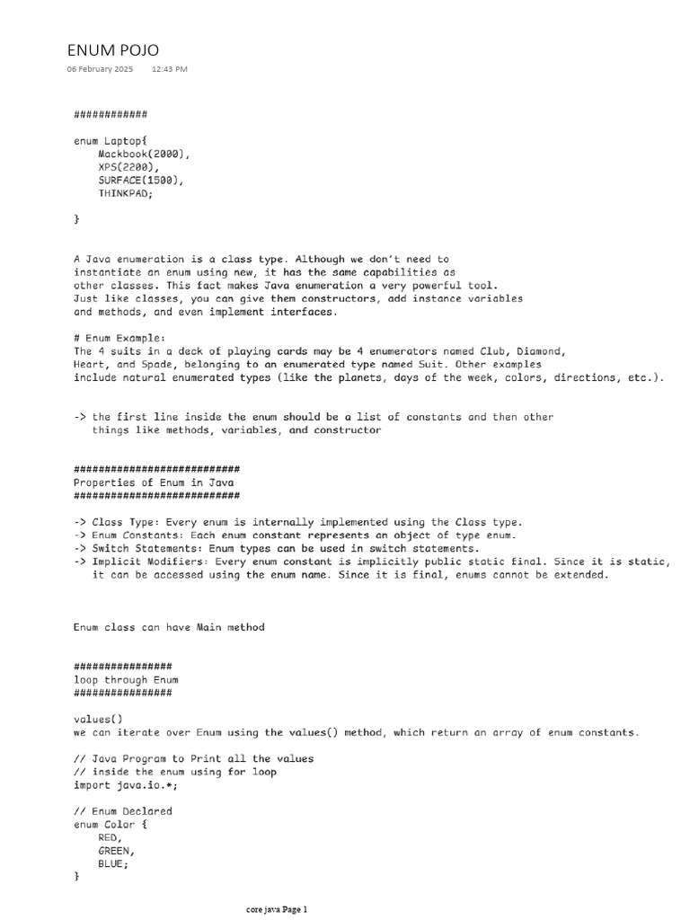 Enum Pojo | PDF