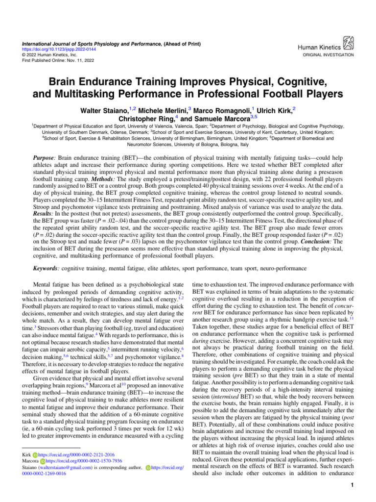 Brain Endurance Training | PDF | Physical Fitness | High Intensity Interval Training