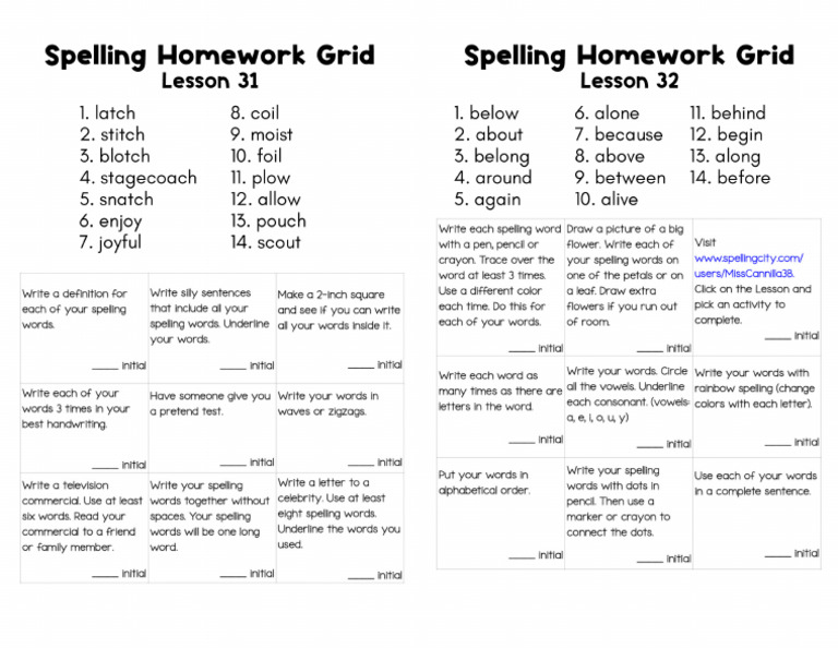Spelling Grids 2024-25 (Dragged) | PDF