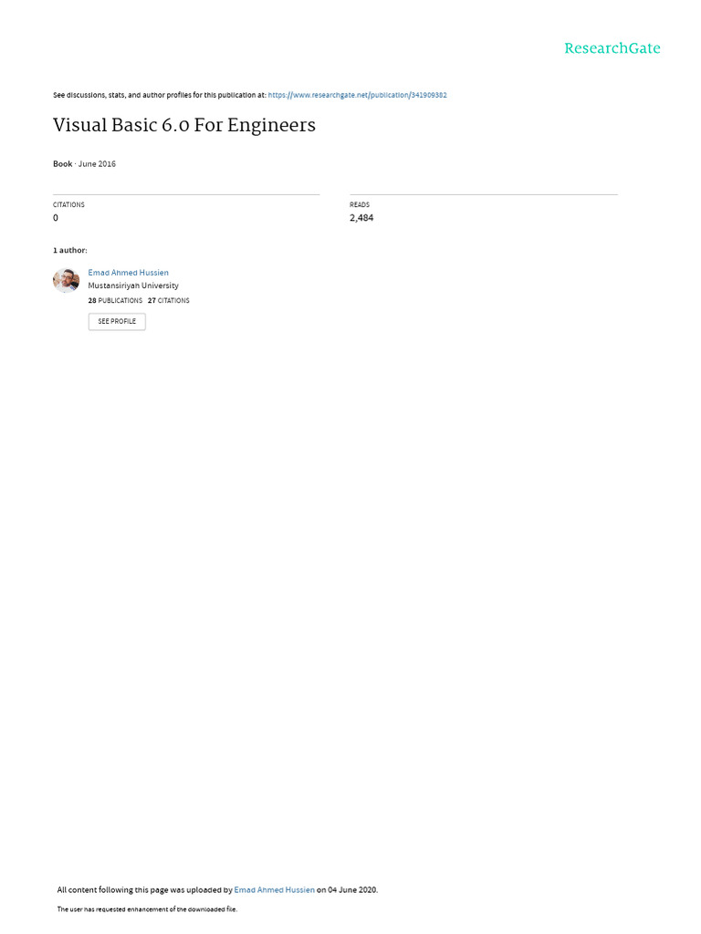 Visual Basic 6.0 for Engineers Guide | PDF