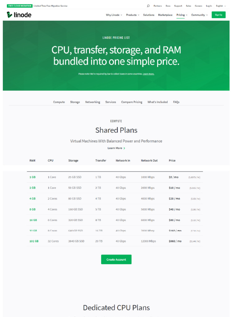 Linode Pricing | PDF