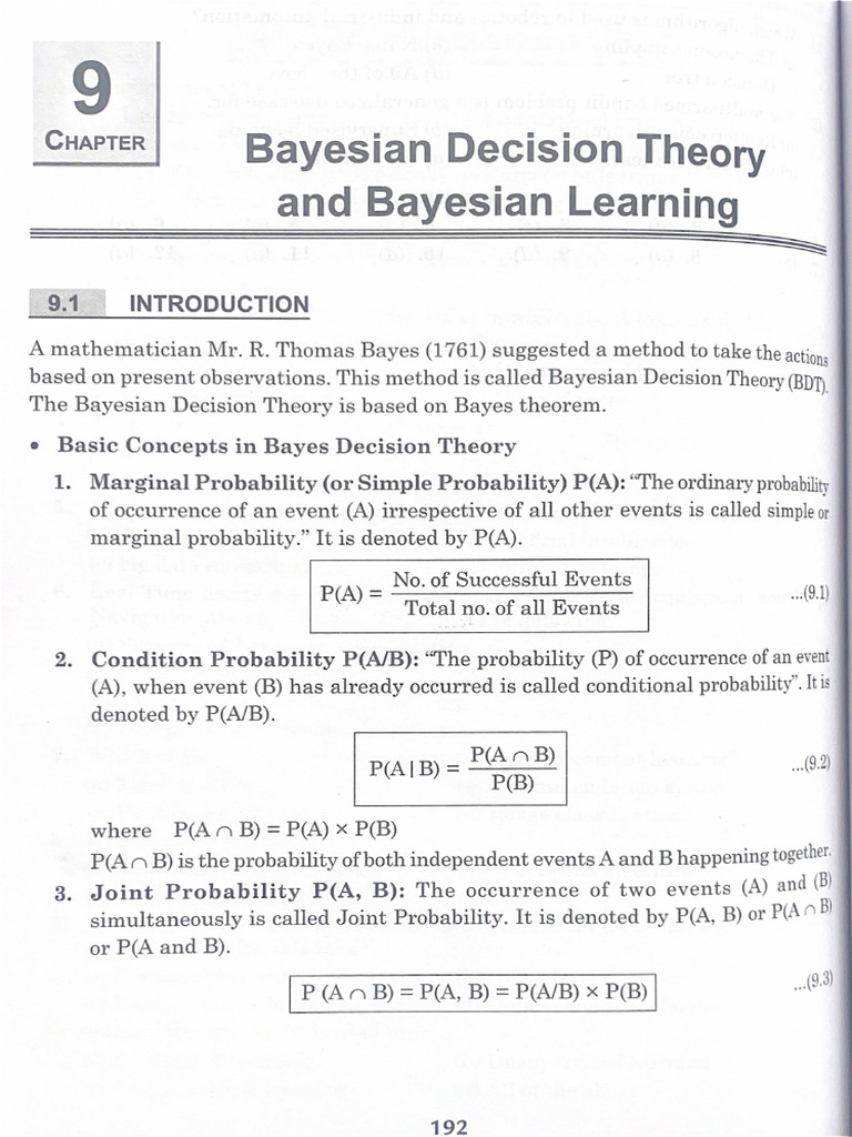 Bayesian Decision Theory and Bayesian Learning-1 | PDF