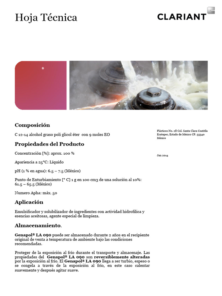 Genapol® LA 090: Emulsificador y Solubilizador | PDF