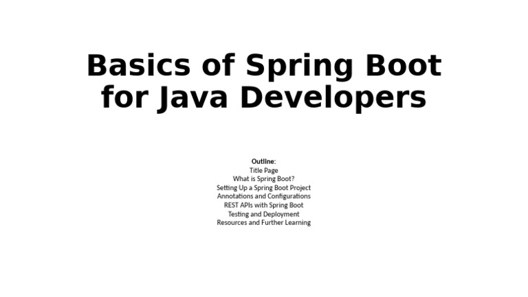 Basics of Spring Boot For Java Developers | PDF