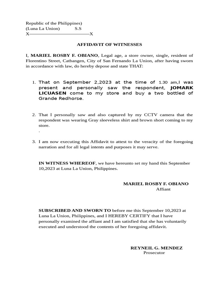 Affidavit-Of-Witness-Licuasen Annex B | PDF