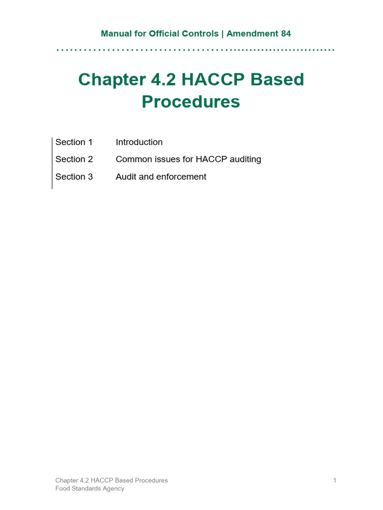 Chapter 4.2 HACCP Based Procedures | PDF | Hazard Analysis And Critical Control Points ...