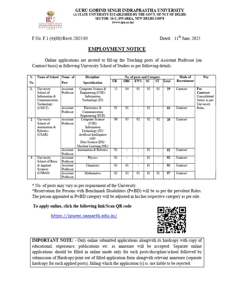 Contract Assistant Professor Vacancies | PDF | Doctor Of Philosophy ...