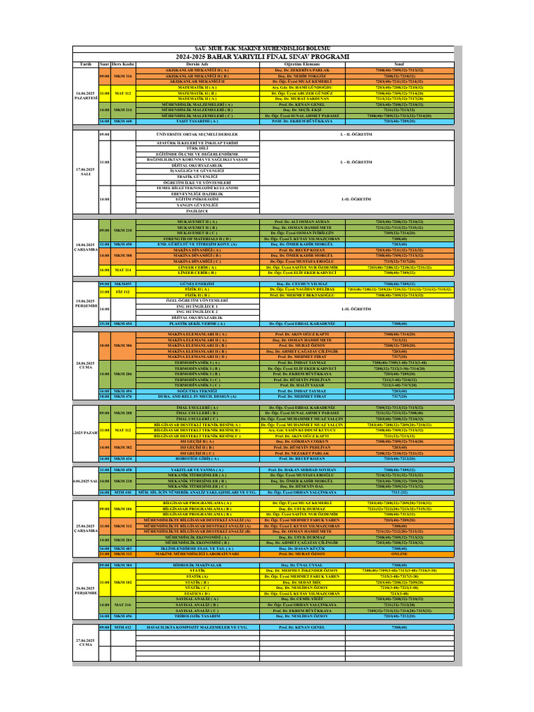 2024-2025 Bahar Final | PDF