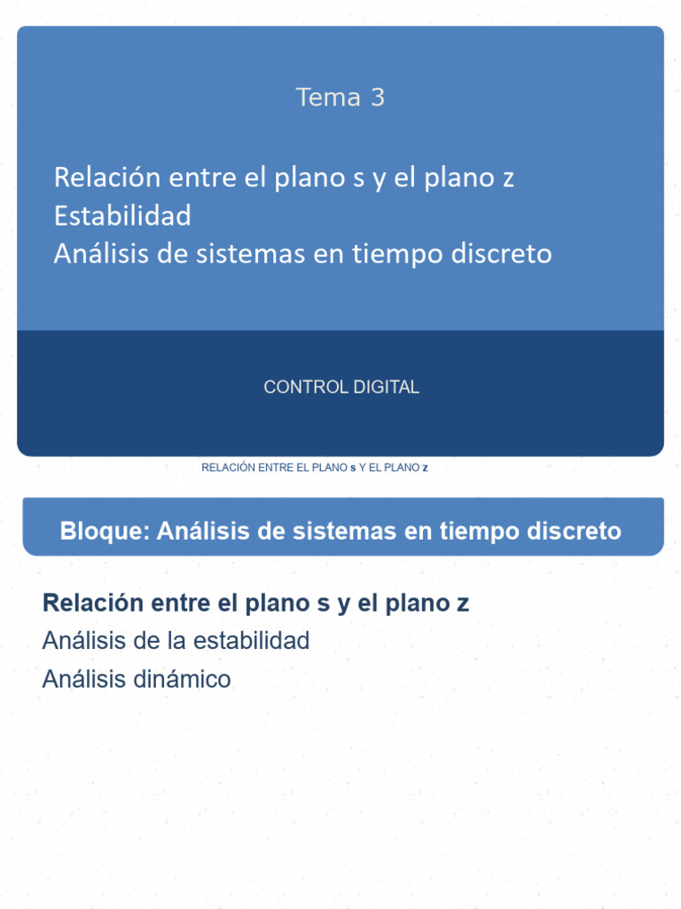 Relación Entre El Plano S y El Plano Z. Estabilidad. Análisis de ...