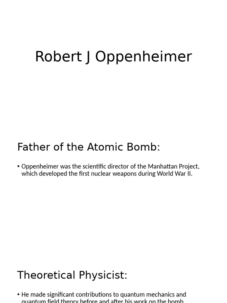 Robert J Oppenheimer | PDF