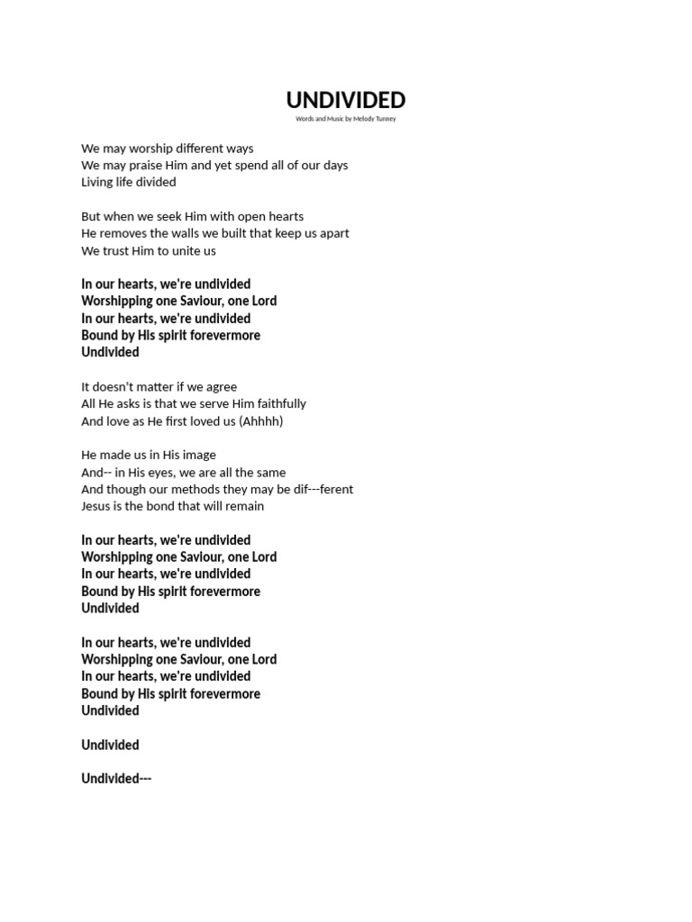 Undivided: A Worship Anthem PDF | PDF