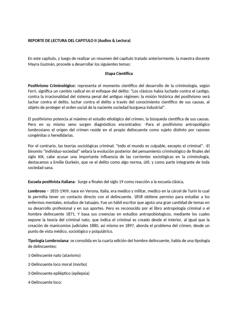 Reporte de Lectura No. 2 | PDF | Criminología | Crímenes