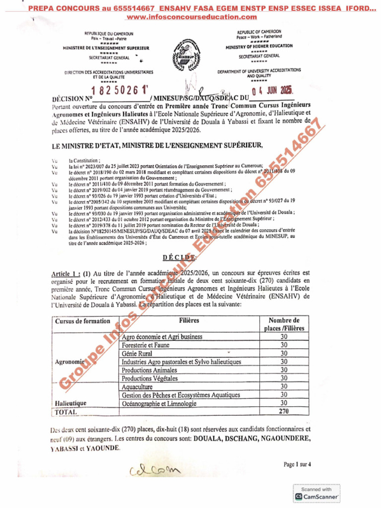 Concours Ensahv Ing 2025 | PDF