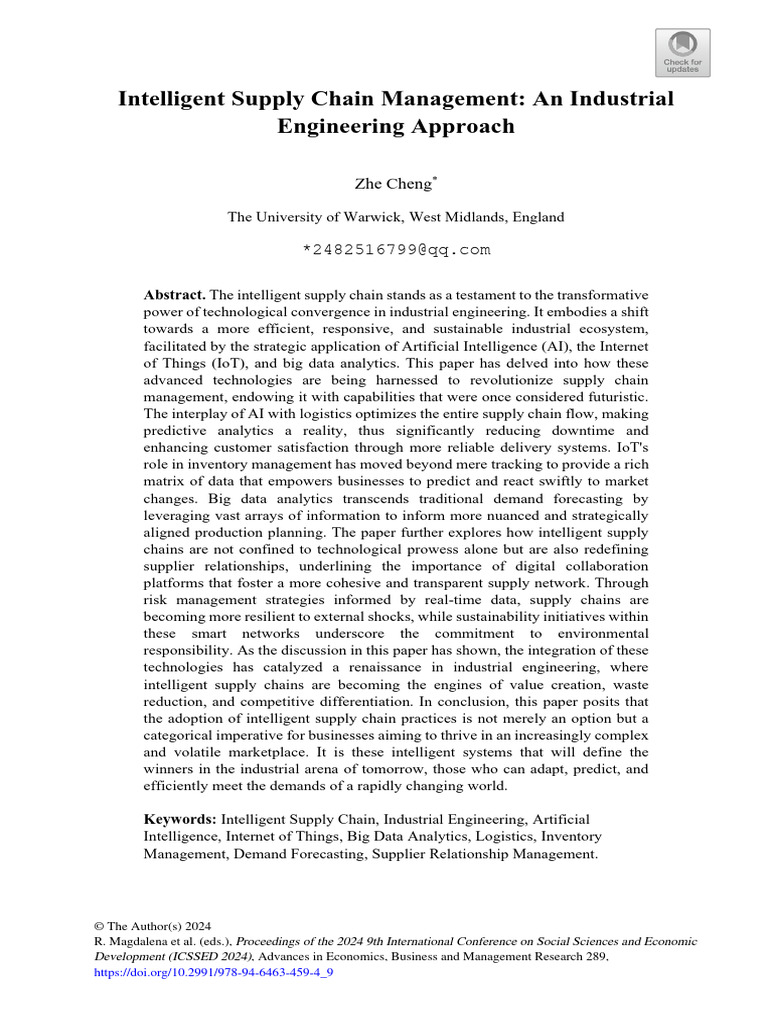 Intelligent Supply Chain Management Insights | PDF | Supply Chain ...