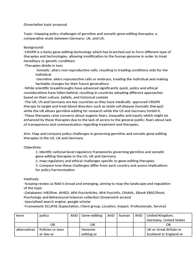 Dissertation Topic Proposal | PDF | Life Sciences | Genetics