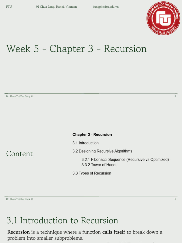 Week 5 - Chapter 3 - Recursion | PDF | Mathematical Analysis ...