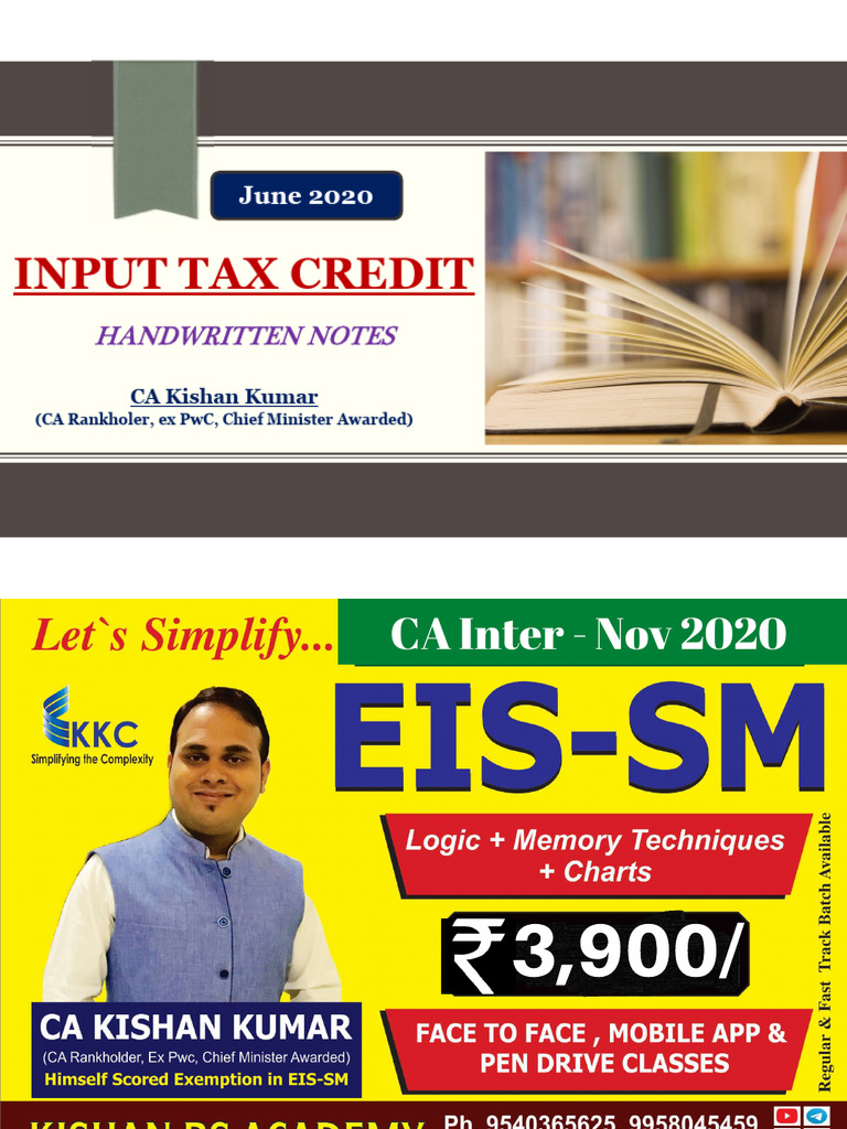 ITC Amended Handwritten Notes For June 2020 by CA Kishan Kum | PDF