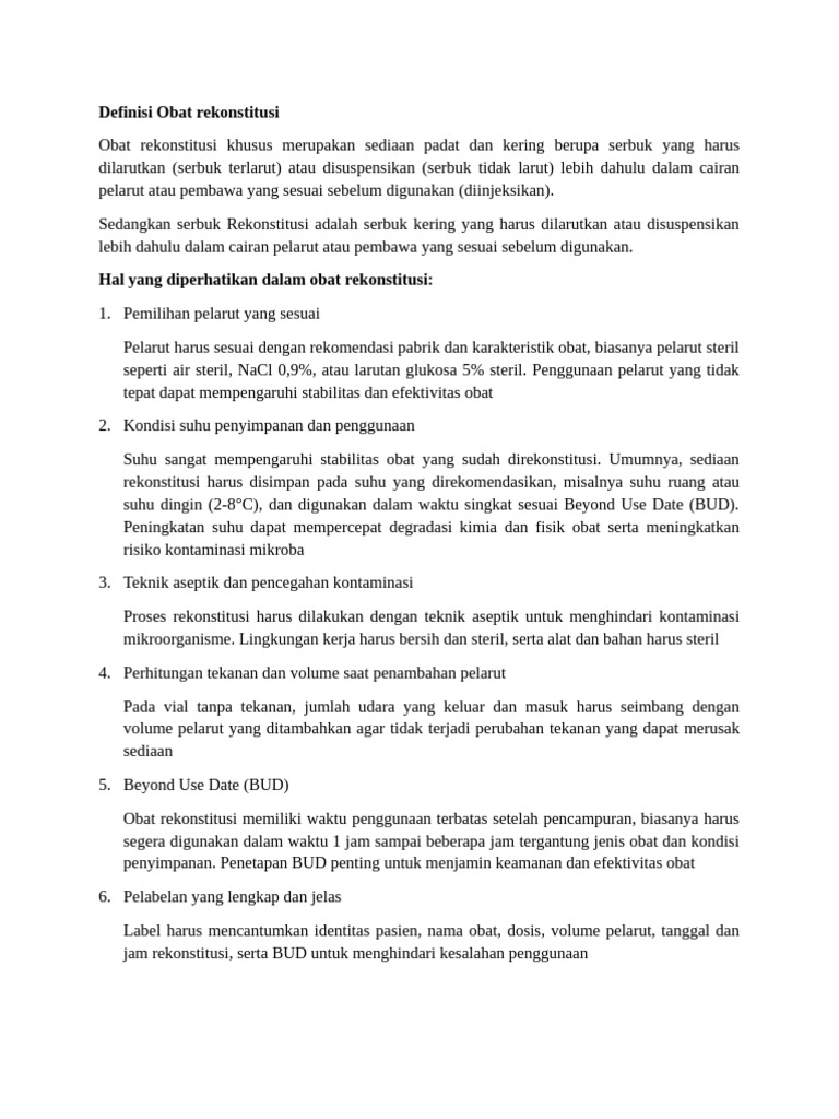 Definisi Obat Rekonstitusi | PDF