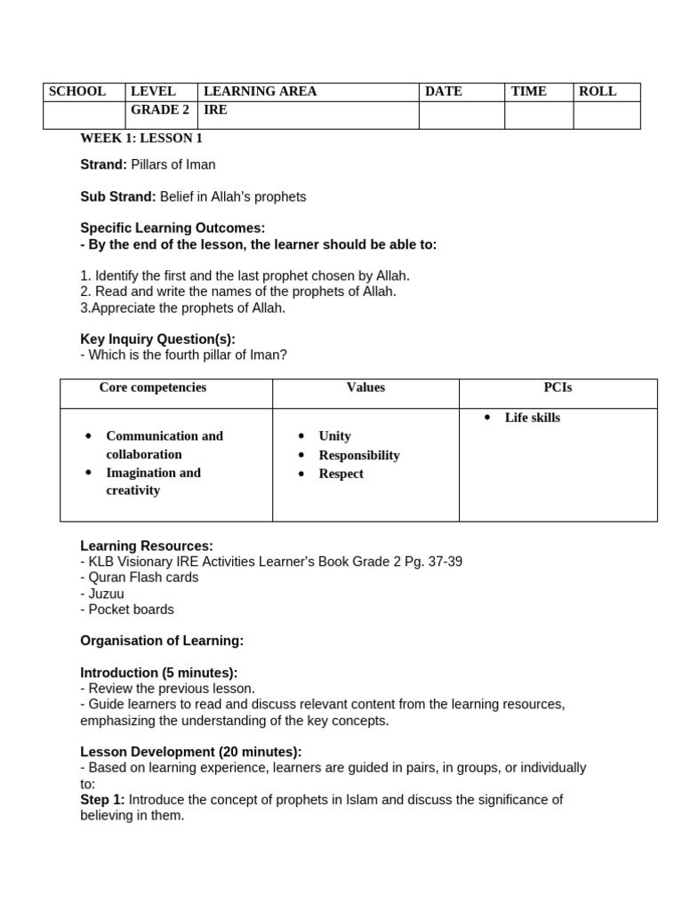 Grade 2 Rationalised Ire Lesson Plans Term 2 | PDF | Learning ...