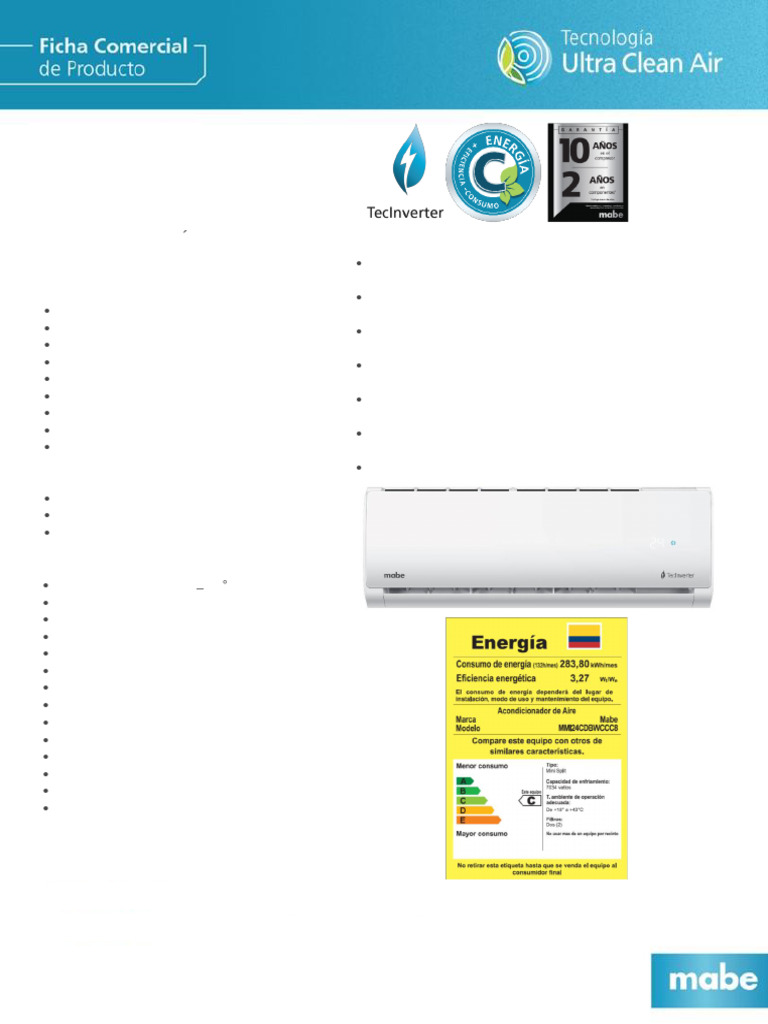 Inverter 220V Mabe 24.000 BTU | PDF
