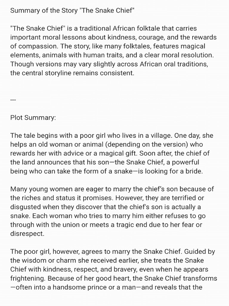 Snake Chief Summary | PDF