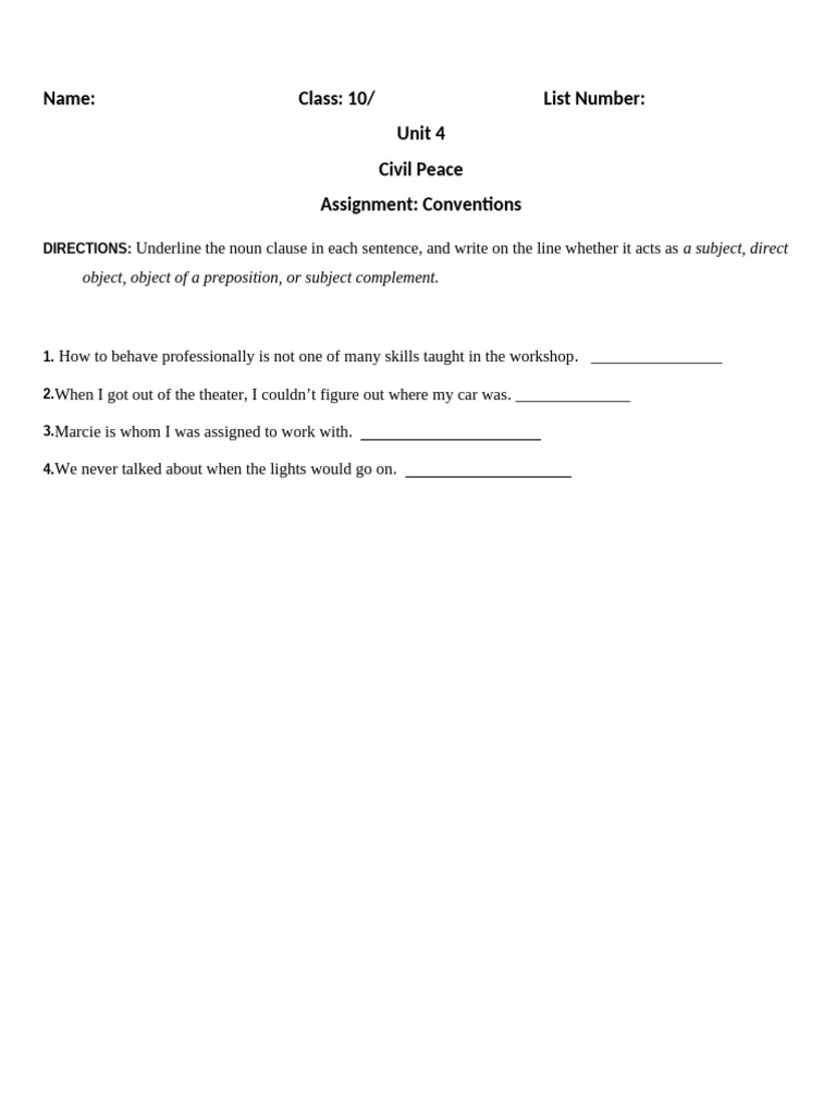 Unit 4 - Civil Peace - Conventions Assignment | PDF