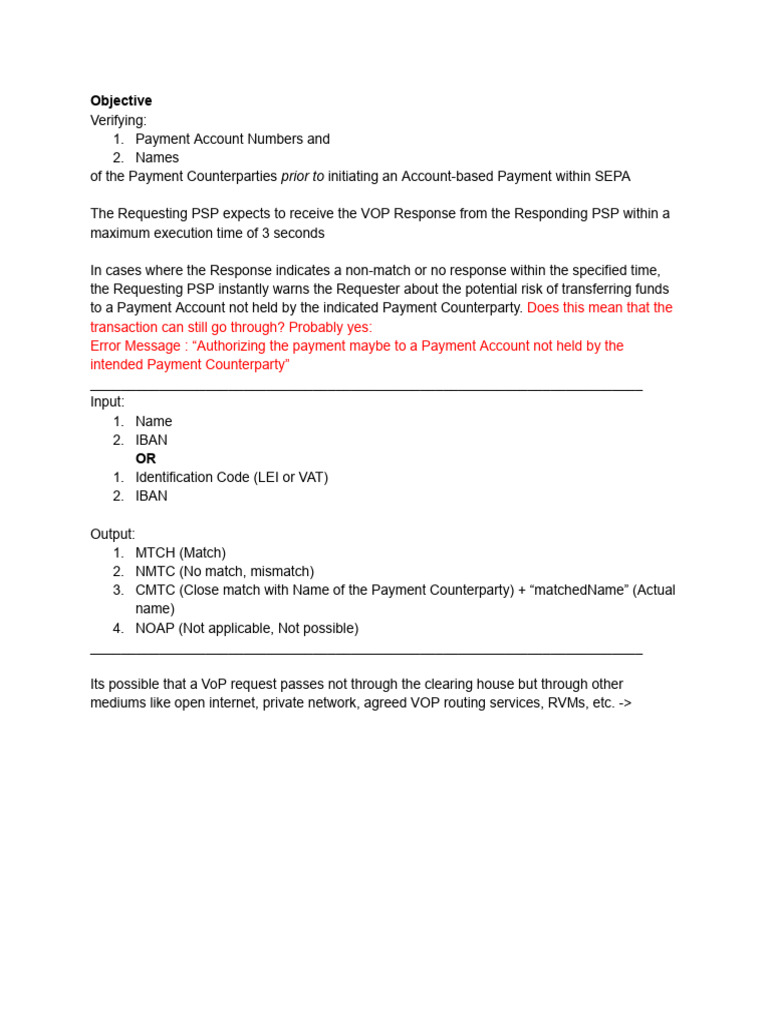 SEPA - Verification of Payee (VOP) | PDF | Payments