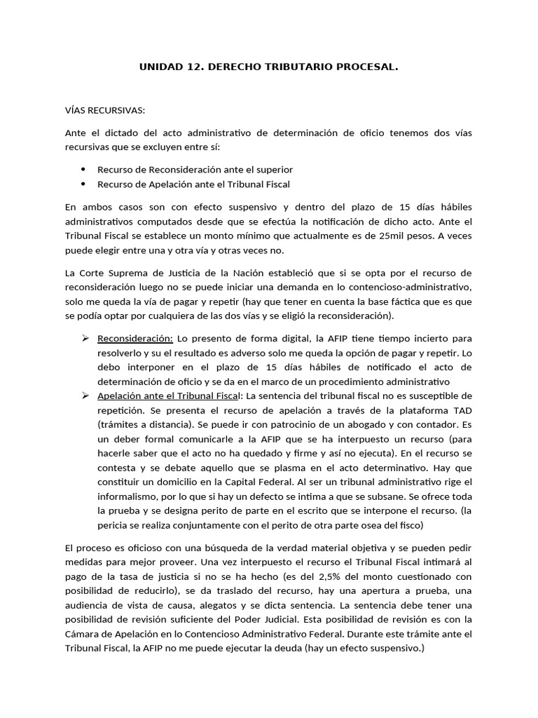 Vías Recursivas en Derecho Tributario | PDF | Judicaturas | Apelación