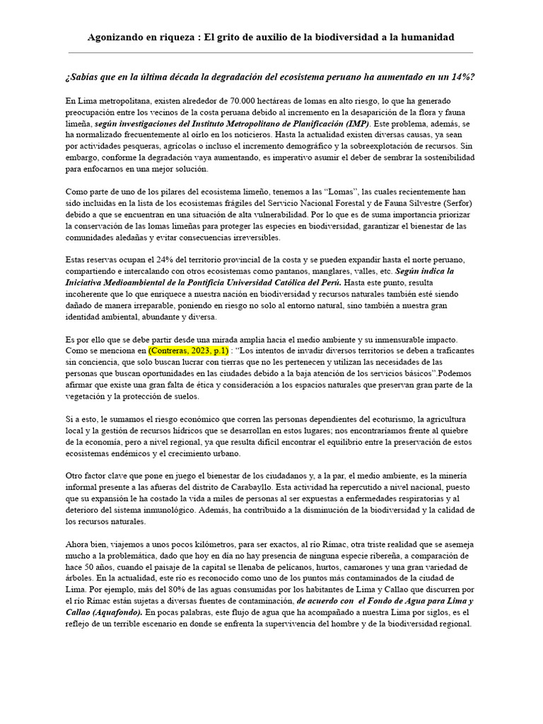 DPSC - Producto Final | PDF | Sustentabilidad | Biodiversidad