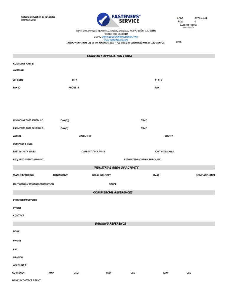 Credit Application Form - FSM Editable | PDF | Invoice | Credit