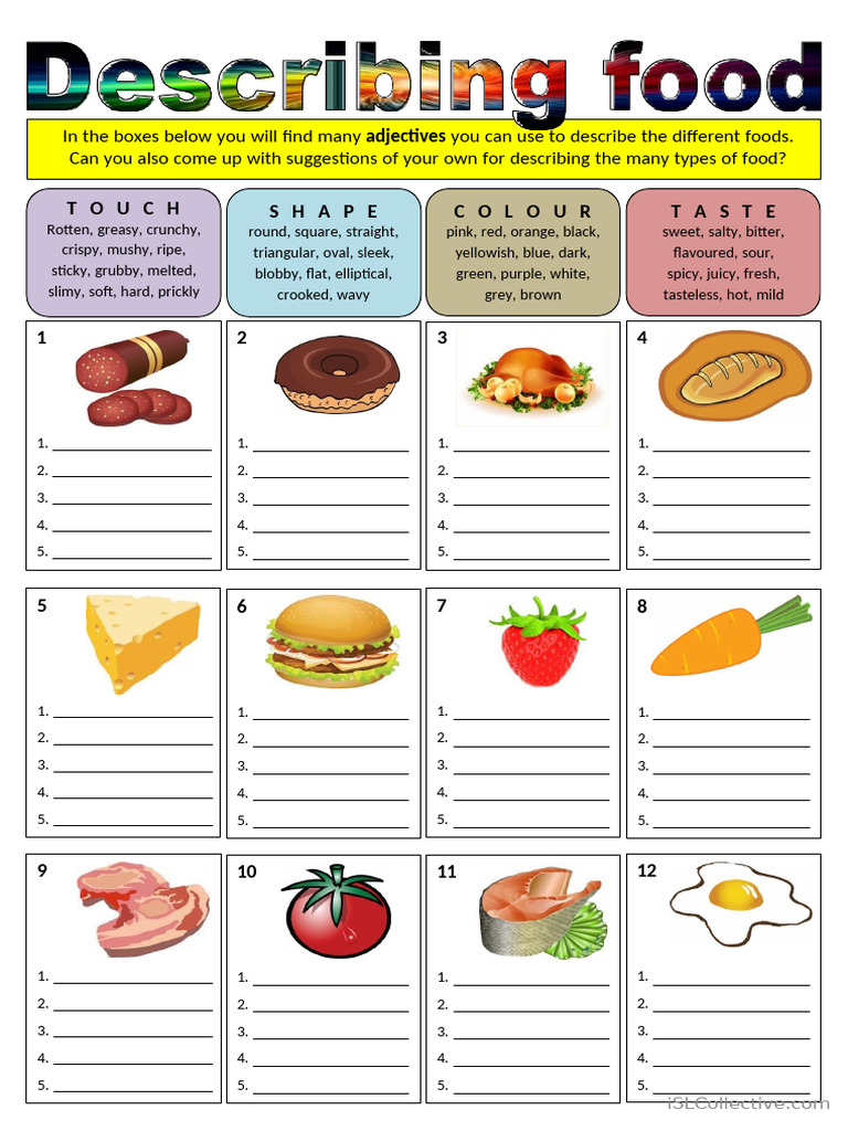 Food Descriptive Adjectives Guide | PDF