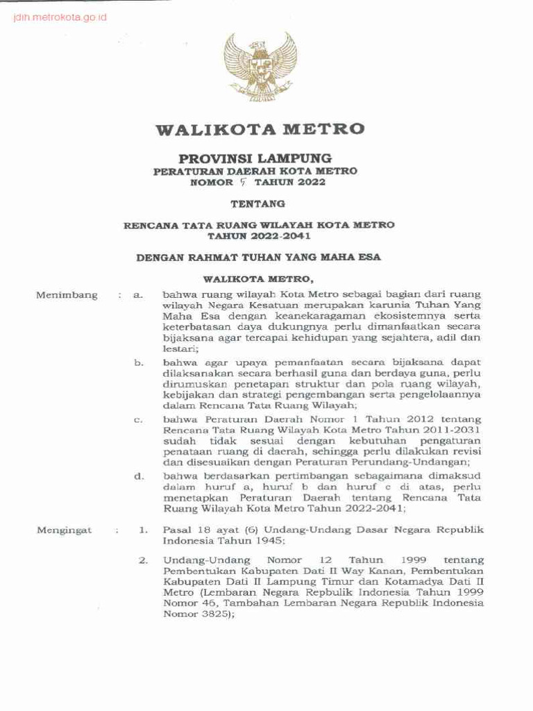 RTRW Kota Metro | PDF
