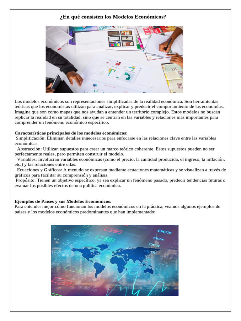Modelos Económicos: Tipos y Ejemplos | PDF | Modelo económico | Mercado ...