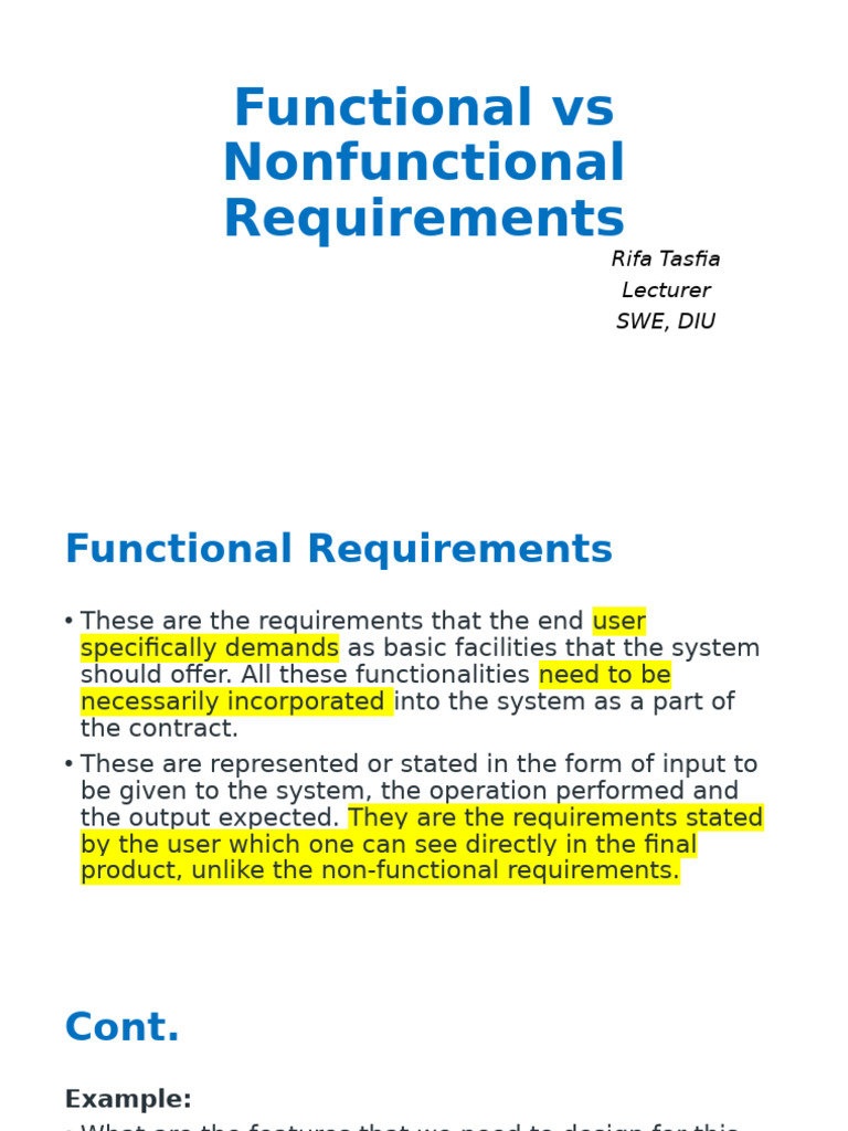 3 - Functional Vs Nonfunctional Requirements | PDF | Reliability Engineering | Software