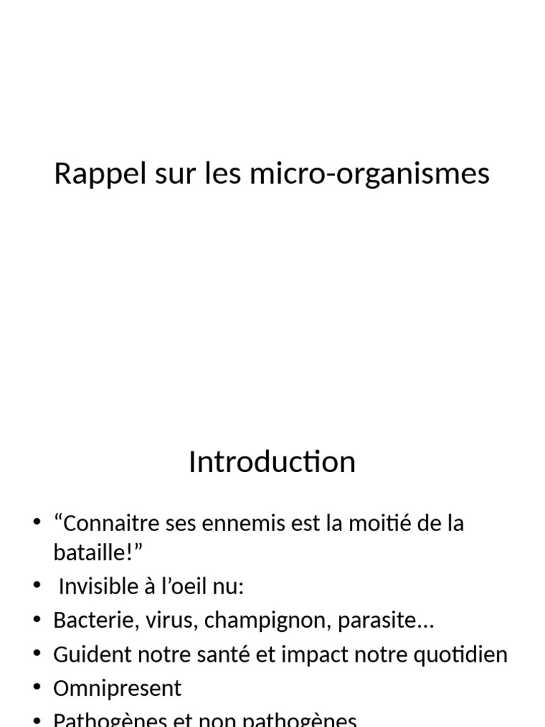 Rappel Sur Les Micro-Organisme | PDF