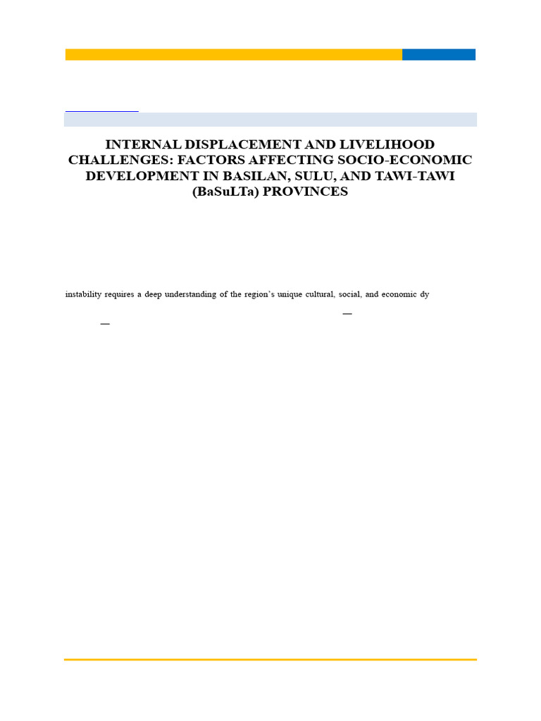 Socio-Economic Challenges in BaSulTa | PDF | Internally Displaced ...