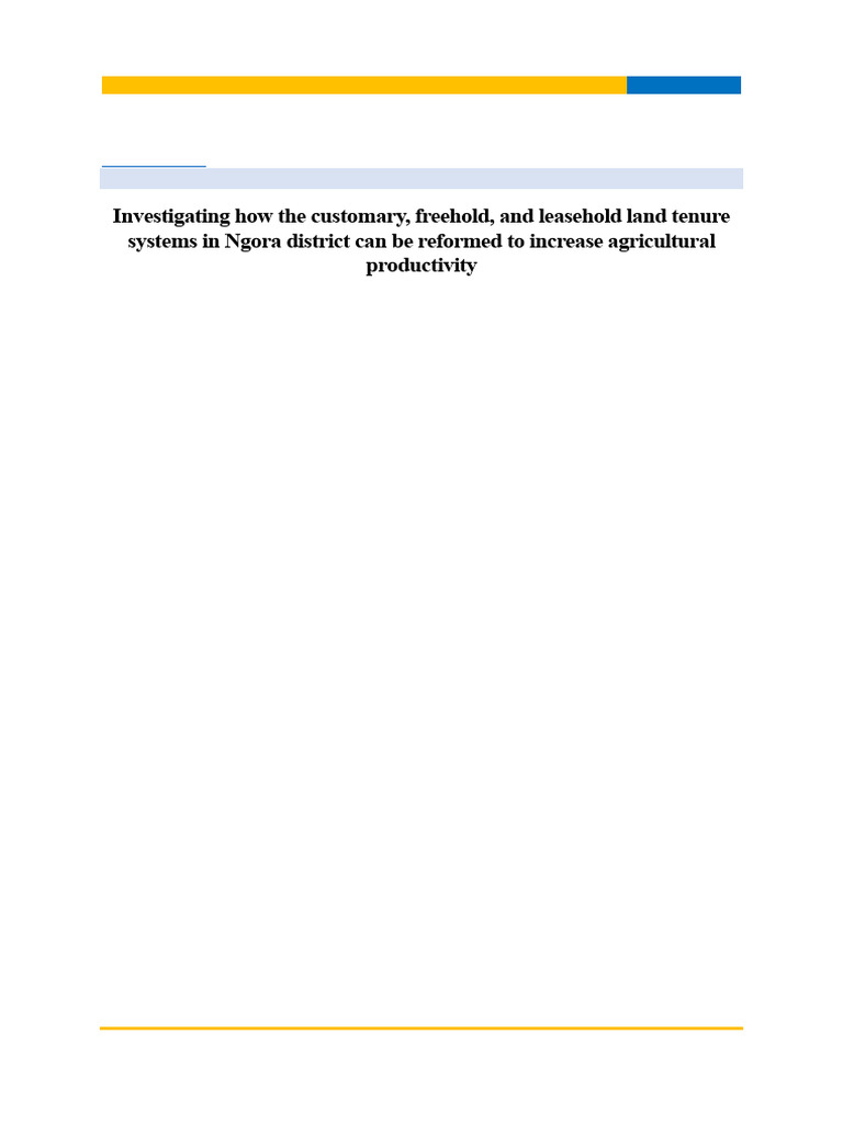 Investigating How The Customary, Freehold, and Leasehold Land Tenure ...