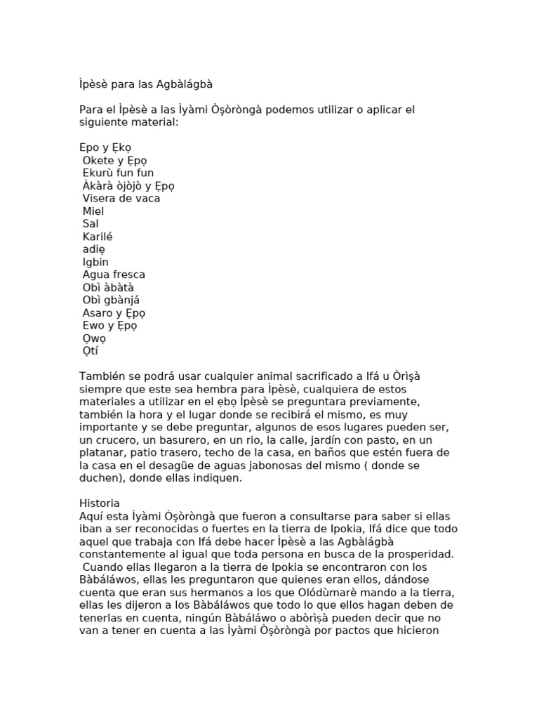 Ìpèsè para Las Agbàlágbà | PDF