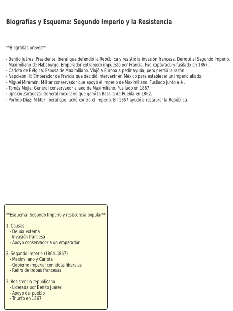 Biografias y Esquema Segundo Imperio | PDF